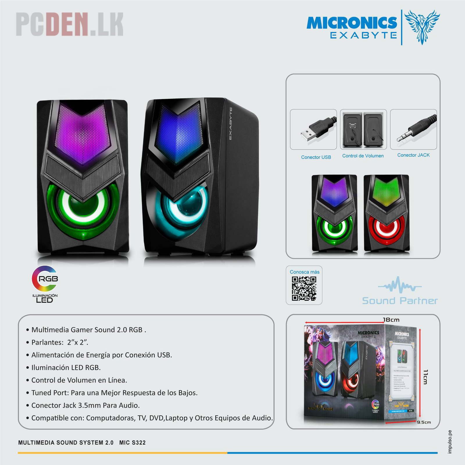 MICRONICS EXABYTE MIC S322 Speaker With RGB » PC DEN